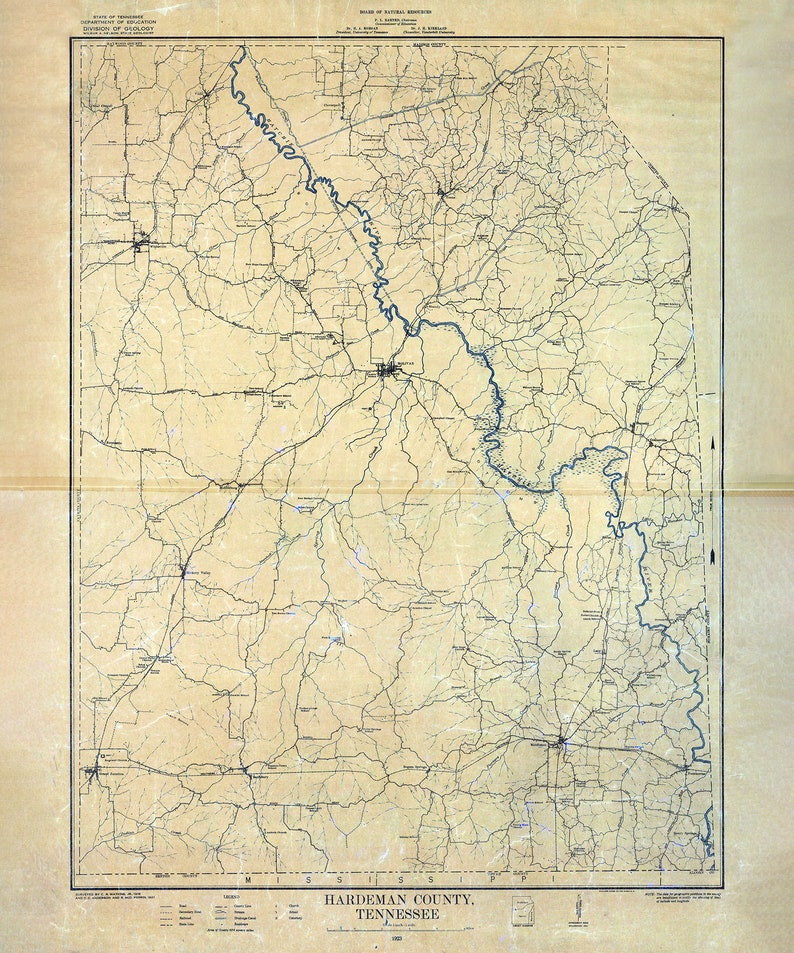 1923 Map of Hardeman County Tennessee - Etsy