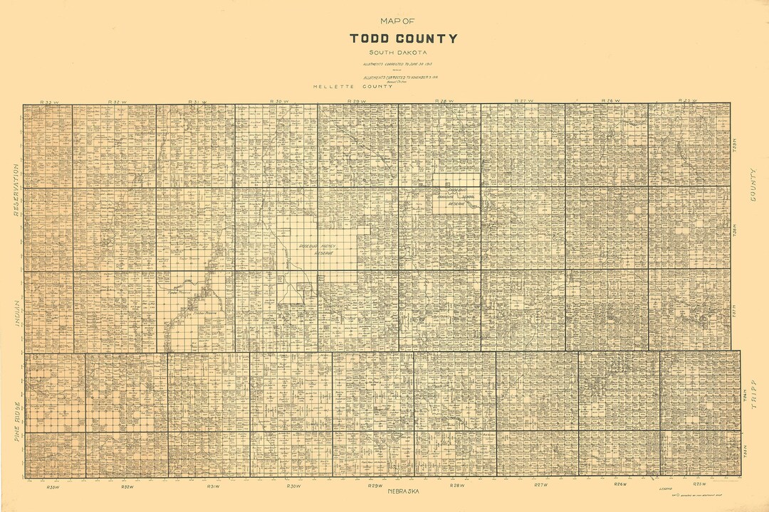 1915 Map of Todd County South Dakota - Etsy