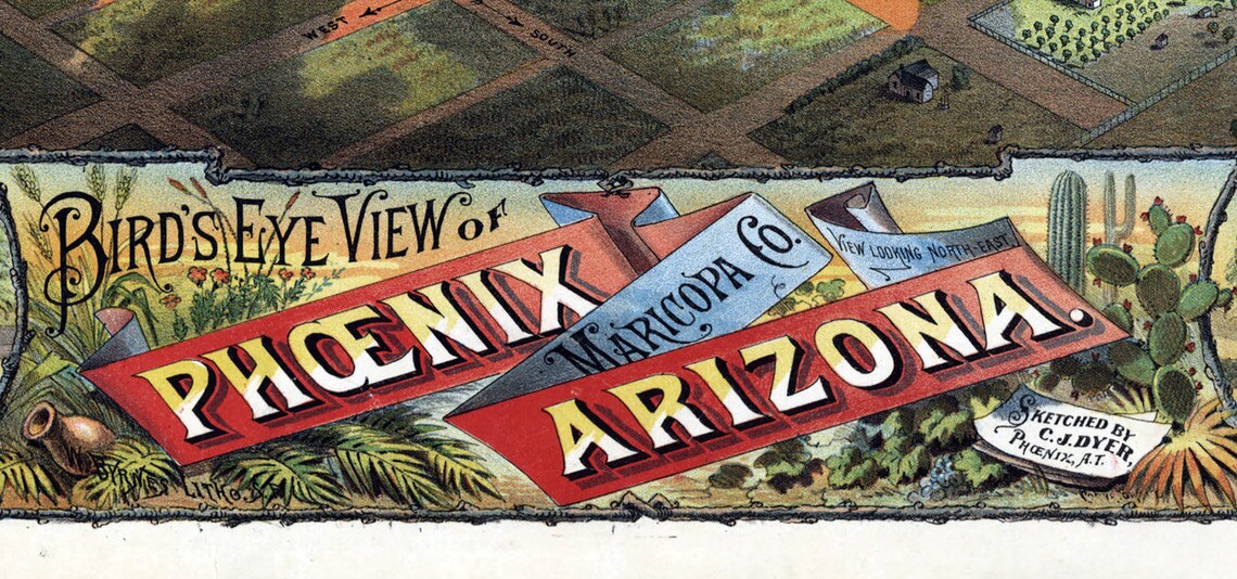 1885 Panoramic Map of Phoenix Maricopa County Arizona - Etsy