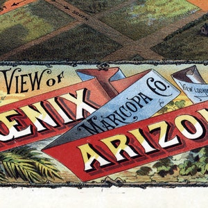 1885 Panoramic Map of Phoenix Maricopa County Arizona - Etsy