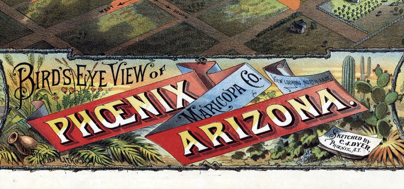 1885 Panoramic Map of Phoenix Maricopa County Arizona - Etsy