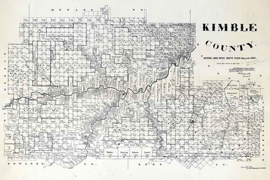 1892 Farm Line Map of Kimble County Texas - Etsy
