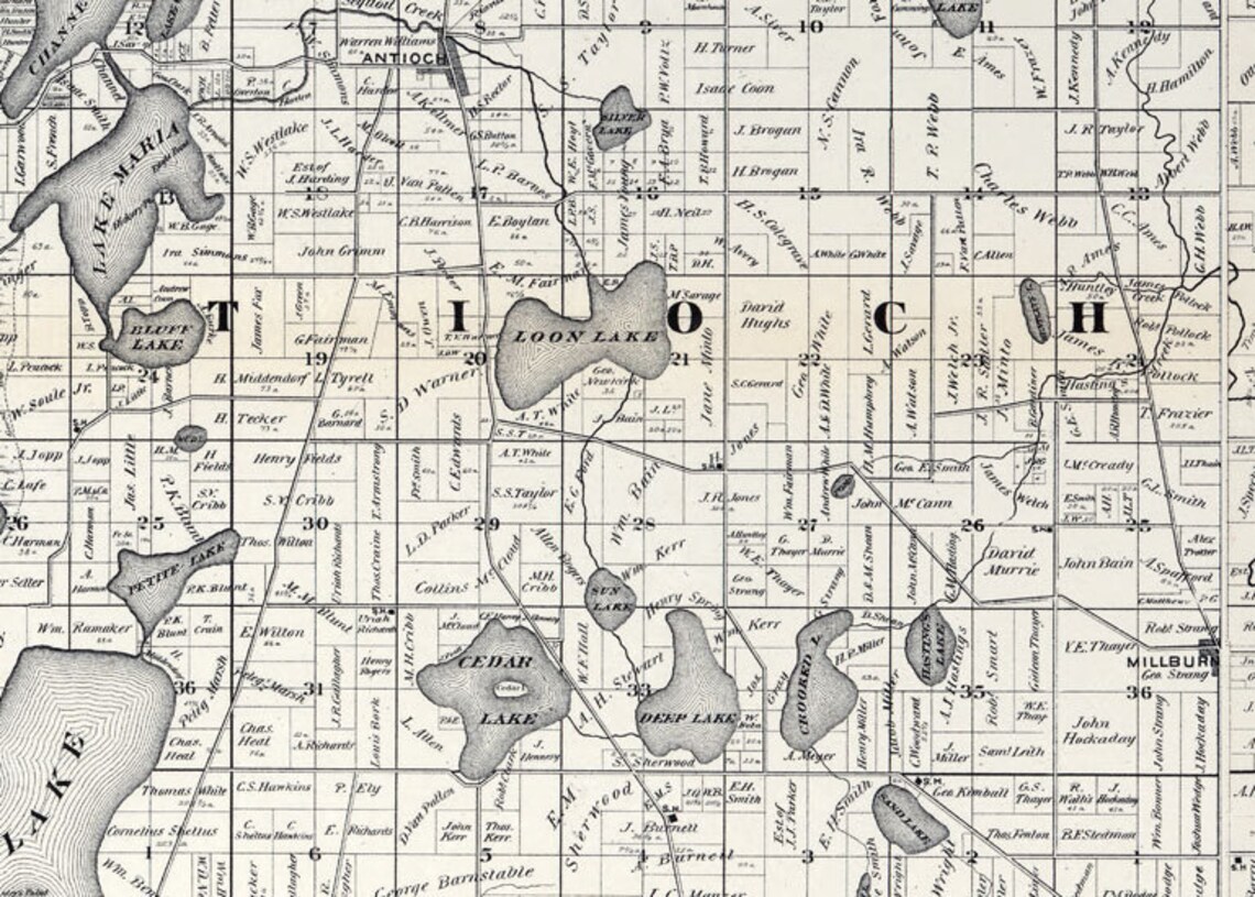 1873 Farm Line Map of Lake County Illinois Waukegan - Etsy