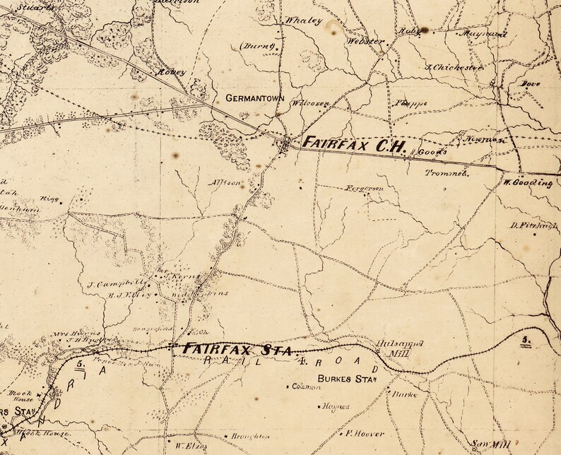 1864 Map of Fairfax and Alexandria County Virginia - Etsy