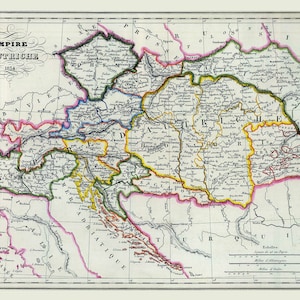 1834 Map of the Austrian Empire - Etsy