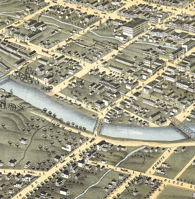 1871 Panoramic Map of Titusville Crawford County Pennsylvania - Etsy