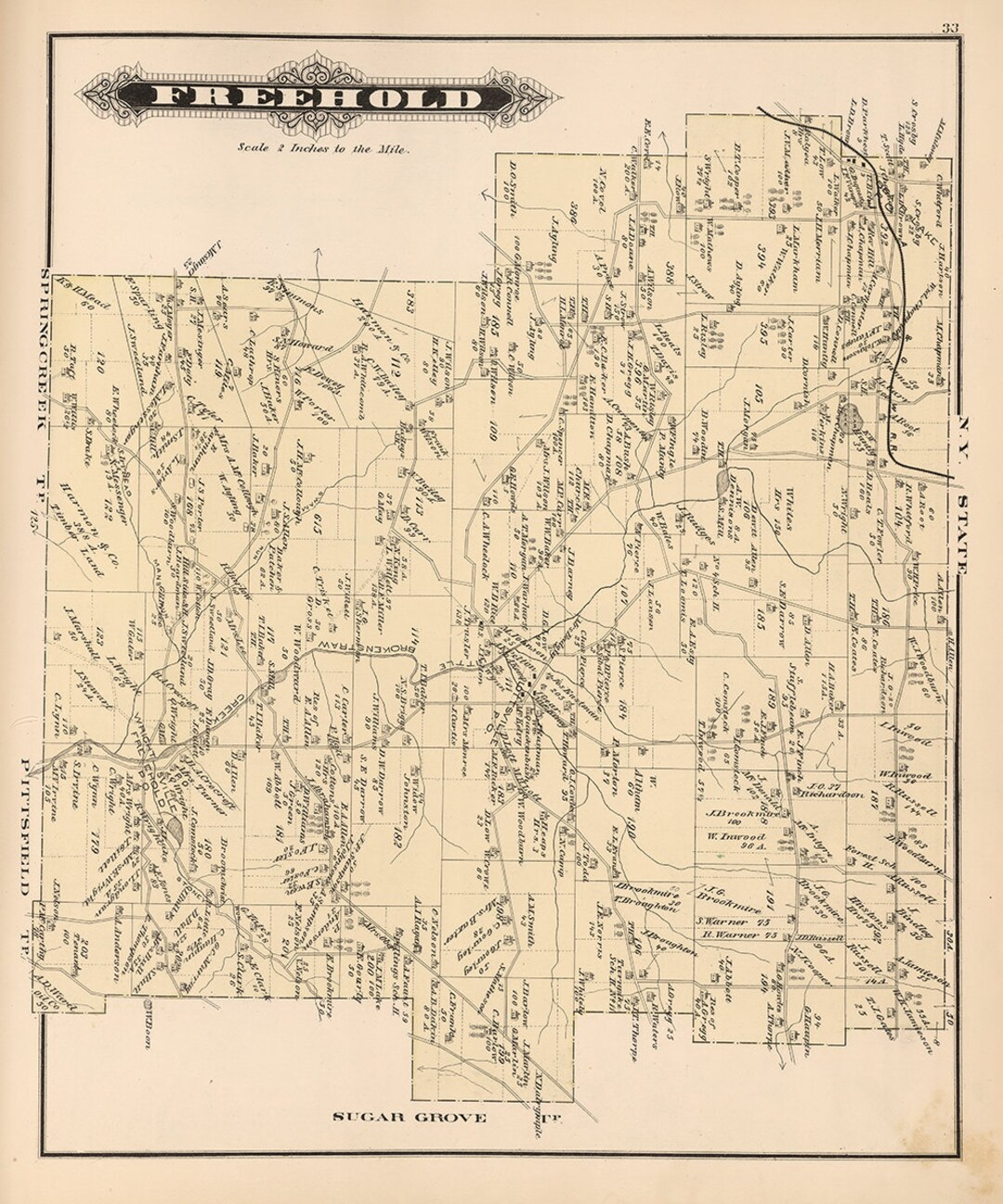 1878 Map of Freehold Township Warren County Pennsylvania - Etsy