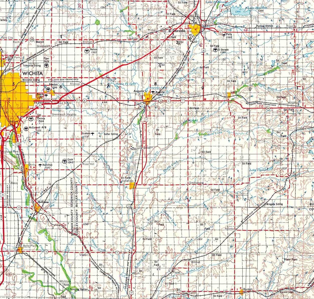 1955 Topo Map of Wichita Kansas El Dorado - Etsy
