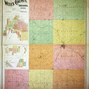 1901 Map of Wells County Indiana - Etsy
