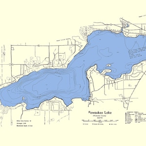 1970 Map of Pewaukee Lake Waukesha County Wisconsin - Etsy