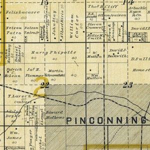 1896 Map of Pinconning Township Bay County Michigan - Etsy