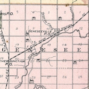 1889 Map of Genesee County Michigan Historical Cemeteries Schools ...