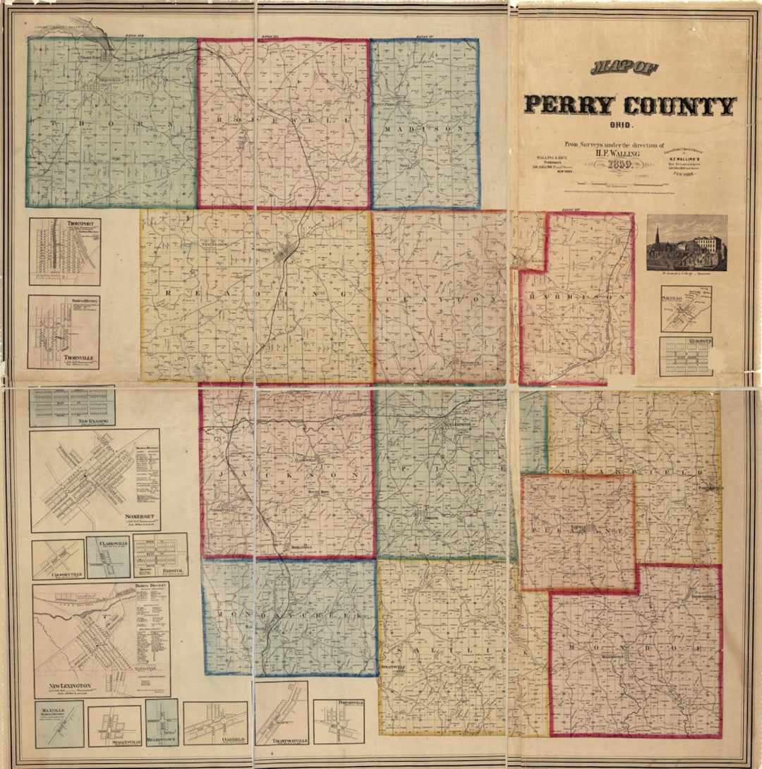 1859 Farm Line Map of Perry County Ohio - Etsy