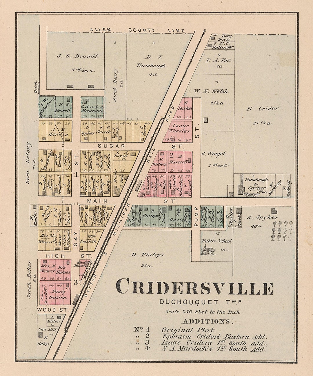 1880 Town Map of Cridersville Auglaize County Ohio - Etsy