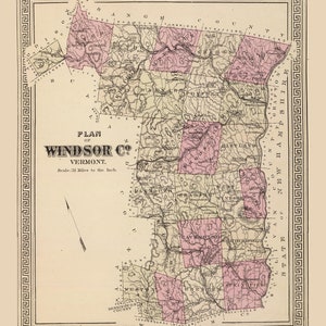 1876 Map of Windsor County Vermont - Etsy