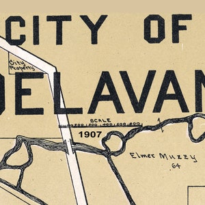 1907 Town Map of Delavan Walworth County Wisconsin - Etsy