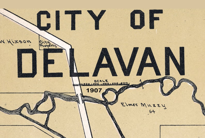 1907 Town Map of Delavan Walworth County Wisconsin - Etsy