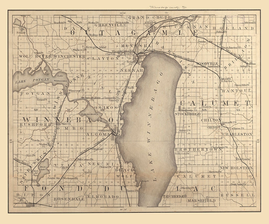 1880 Map of Winnebago County Wisconsin - Etsy