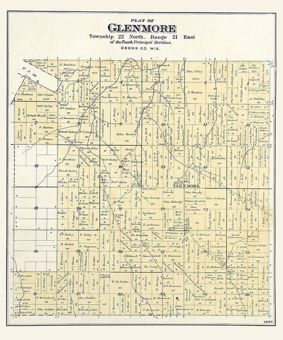 1889 Map of Glenmore Township Brown County Wisconsin - Etsy
