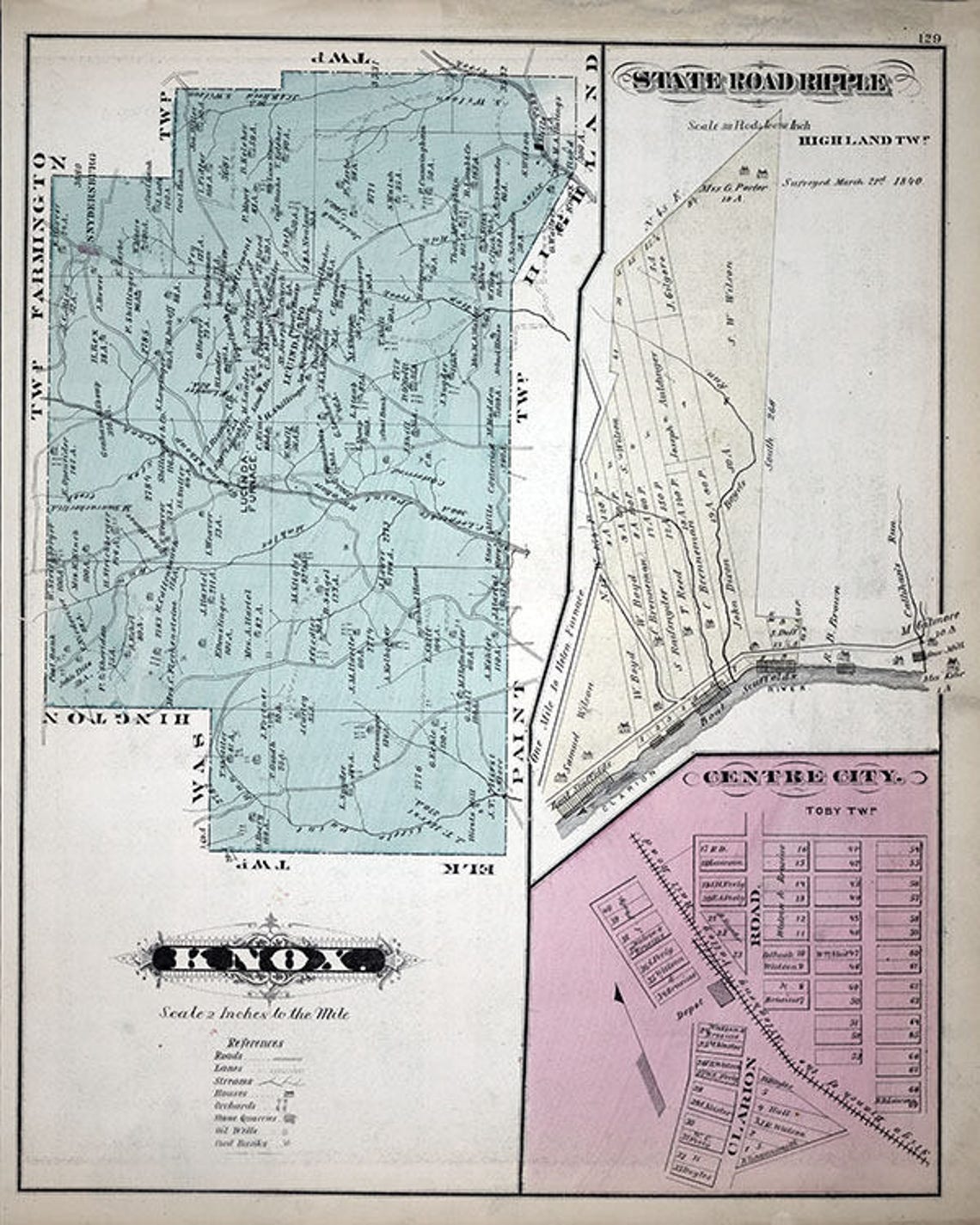 1877 Map of Knox Township Clarion County Pennsylvania Oil | Etsy