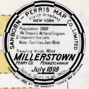 1899 Town Map of Millerstown Perry County Pennsylvania - Etsy