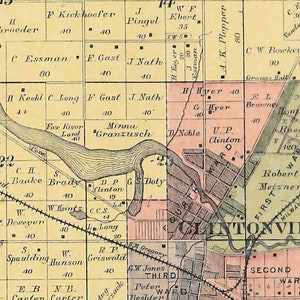 1889 Map of Larrabee Township Waupaca County Wisconsin - Etsy