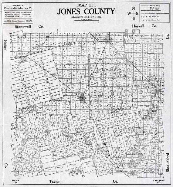 1881 Farm Line Map of Jones County Texas | Etsy