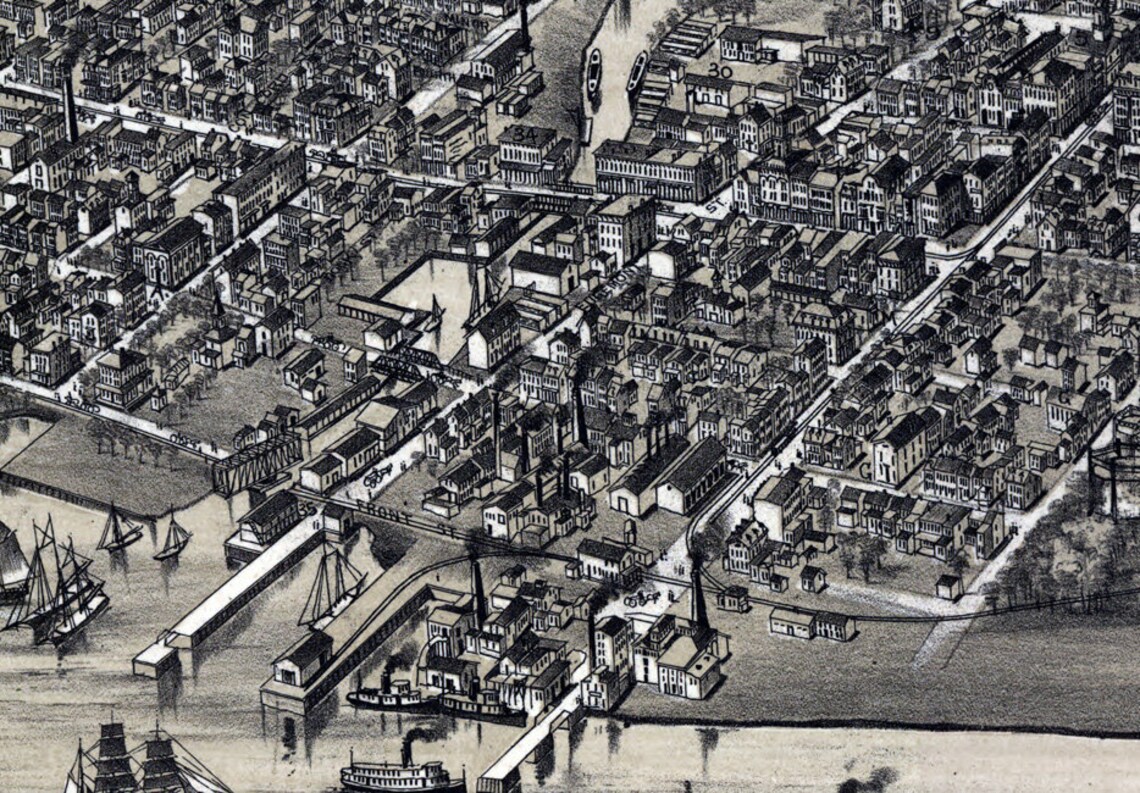 1885 Panoramic Map of Chester Pennsylvania | Etsy
