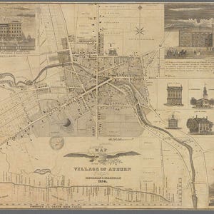 1834 Map of Auburn New York - Etsy