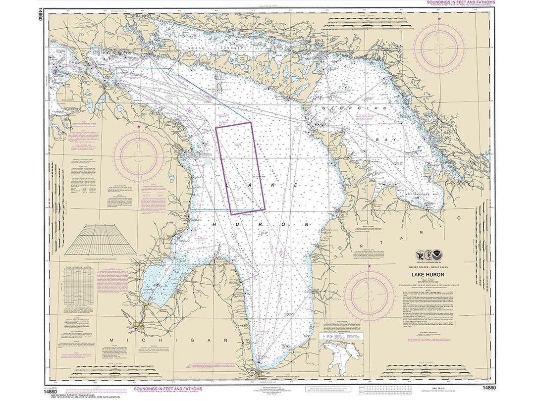2016 Nautical Map of Lake Huron - Etsy