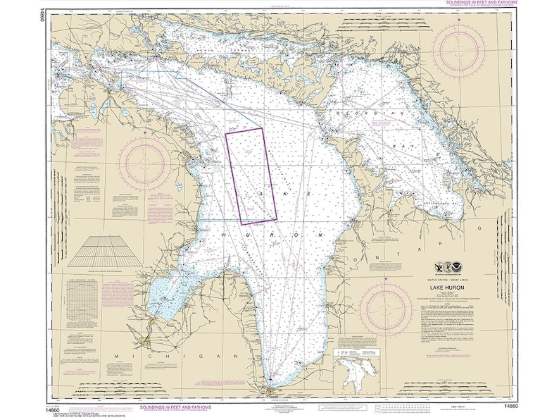 2016 Nautical Map of Lake Huron - Etsy