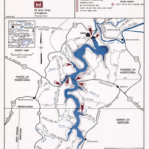 1995 Map of Youghiogheny River Lake Pennsylvania - Etsy