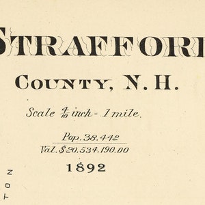 1892 Map of Strafford County New Hampshire - Etsy