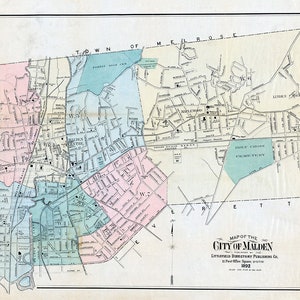 1892 Map of Malden Massachusetts - Etsy
