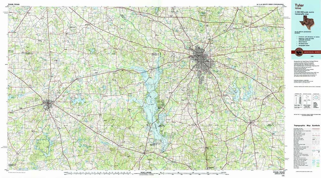 1991 Topo Map of Tyler Texas Quadrangle Athens Palestine Lake - Etsy