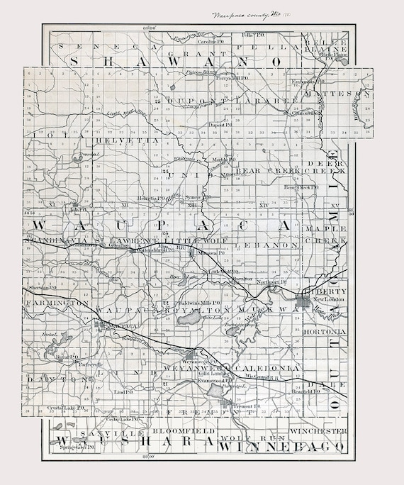 1880 Map of Waupaca County Wisconsin - Etsy