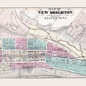 1876 Town Map of New Brighton Beaver County Pennsylvania - Etsy