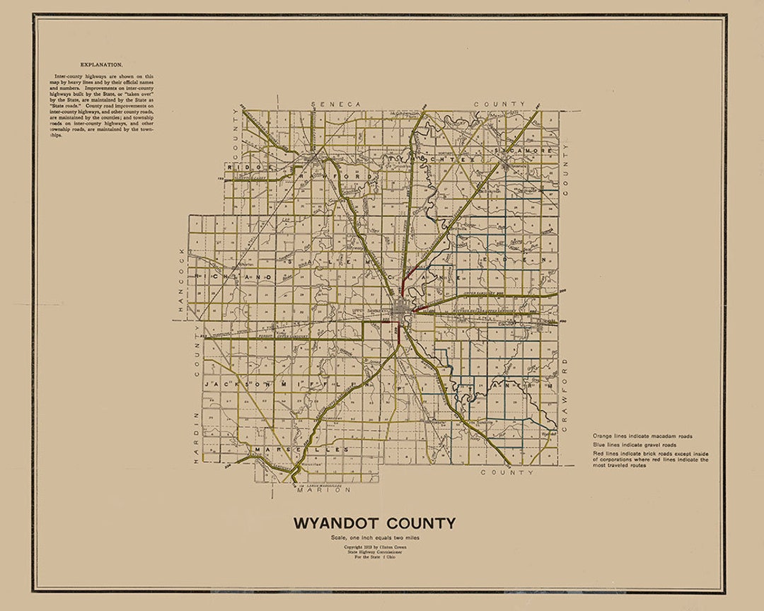 1919 Map of Wyandot County Ohio - Etsy
