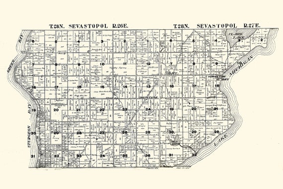 1917 Map of Sevastopol Township Door County Wisconsin | Etsy