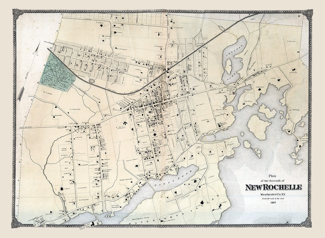 1867 Map of New Rochelle Westchester County New York - Etsy