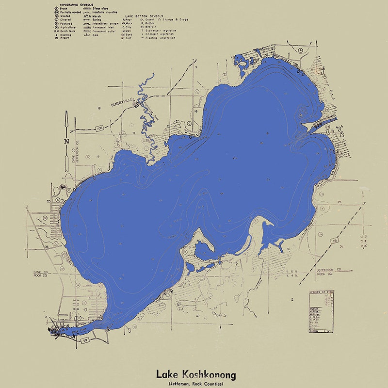 Lake Koshkonong Map - Etsy