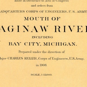 1908 Nautical Chart Saginaw River Bay City Michigan - Etsy