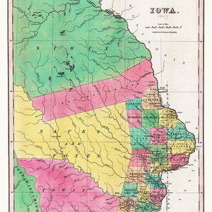 1843 Map of Iowa - Etsy