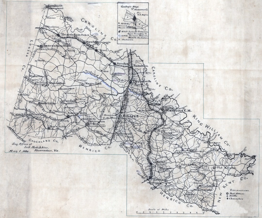 1886 Map of Hanover County Virginia - Etsy