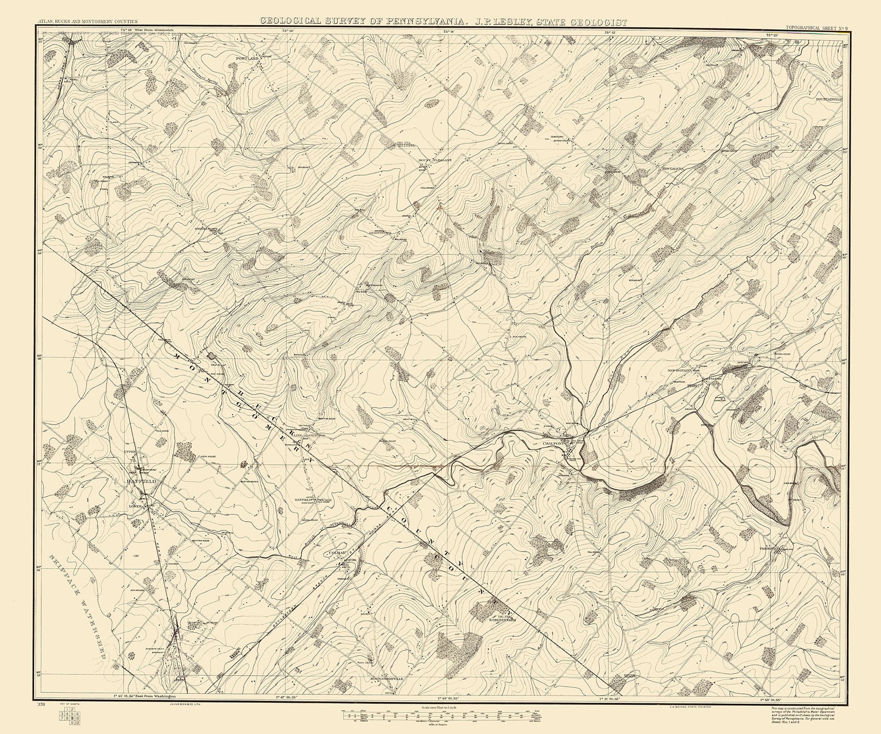 1881 Map of Hatfield Region Montgomery County Pennsylvania - Etsy