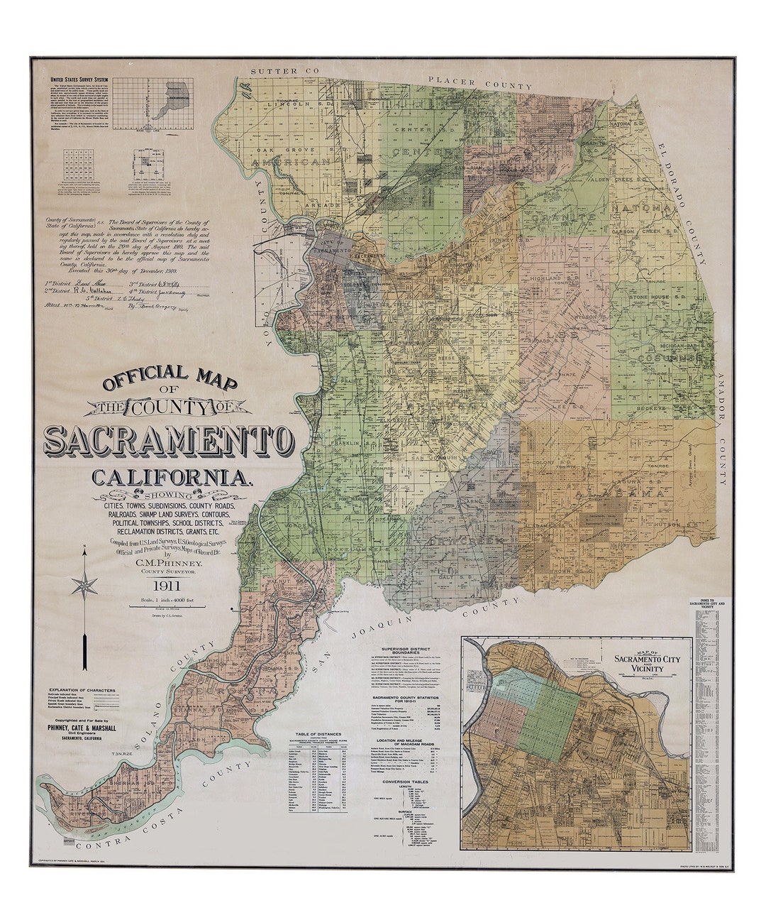 1910 Map of Sacramento County California - Etsy