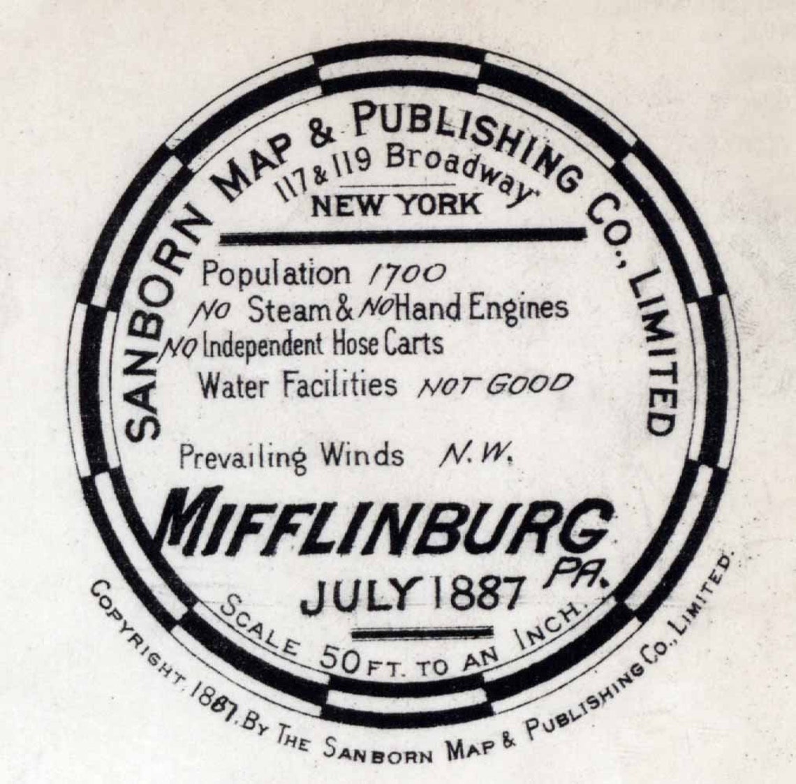 1887 Town Map of Mifflinburg Union County Pennsylvania - Etsy