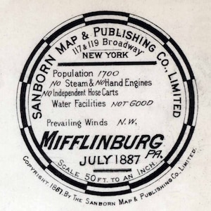 1887 Town Map of Mifflinburg Union County Pennsylvania - Etsy