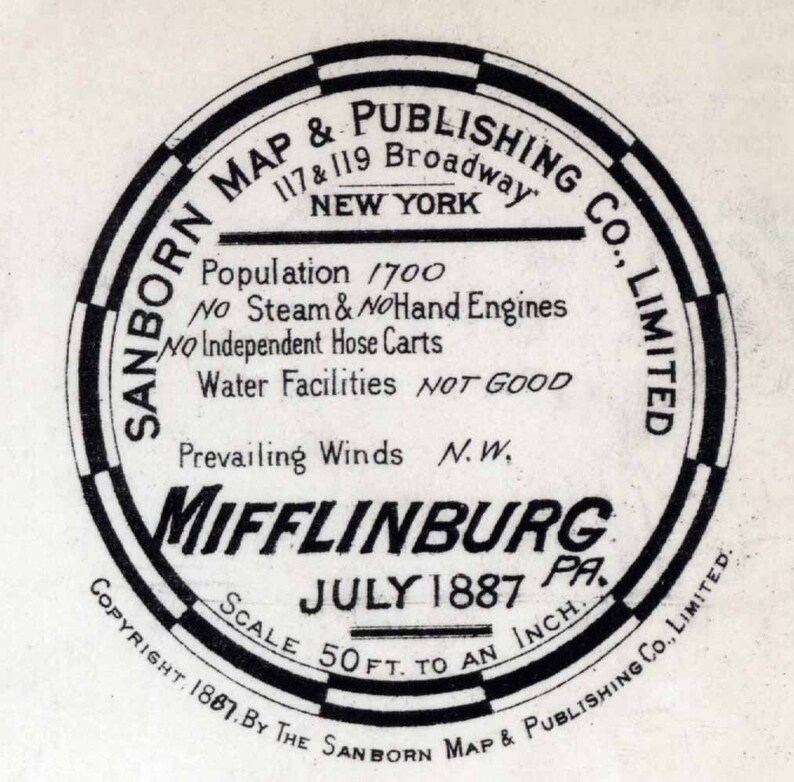 1887 Town Map of Mifflinburg Union County Pennsylvania | Etsy