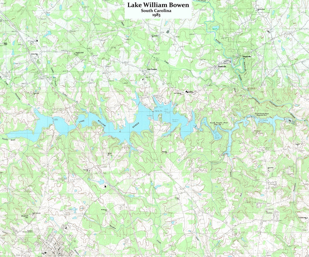 1983 Map of Lake William Bowen South Carolina - Etsy